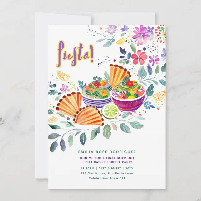 My Last Fiesta Bachelorette Party Food Theme Invitation | Zazzle