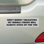 My Middle Finger Sticks Up For Tailgaters Bumper Sticker | Zazzle
