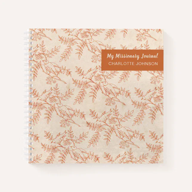 My Missionary Journal Pretty Birds Leaves Diary | Zazzle