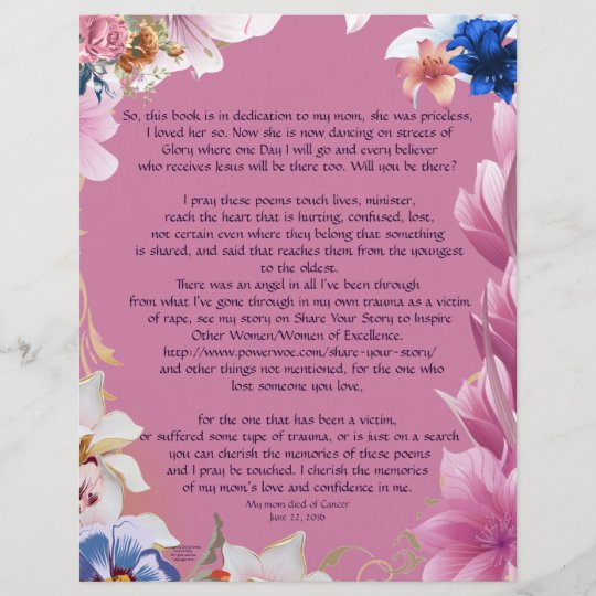 My moms dedication personalized paper | Zazzle.com