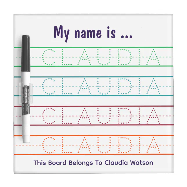 My Name Is, Custom Kids Name Tracing Practice Dry Erase Board | Zazzle
