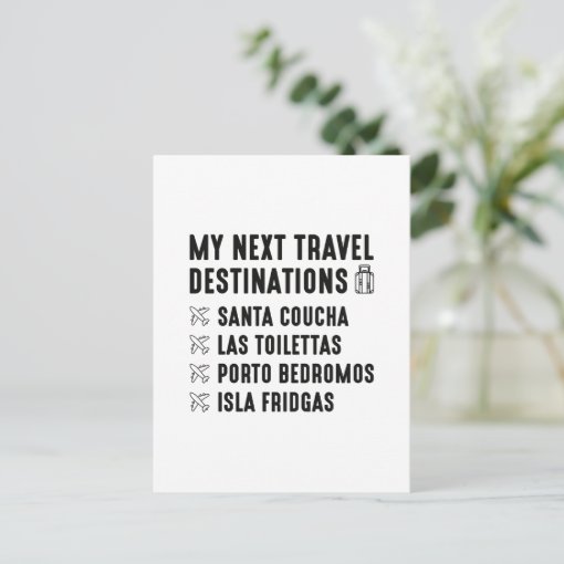My Next Travel Destinations Postcard | Zazzle