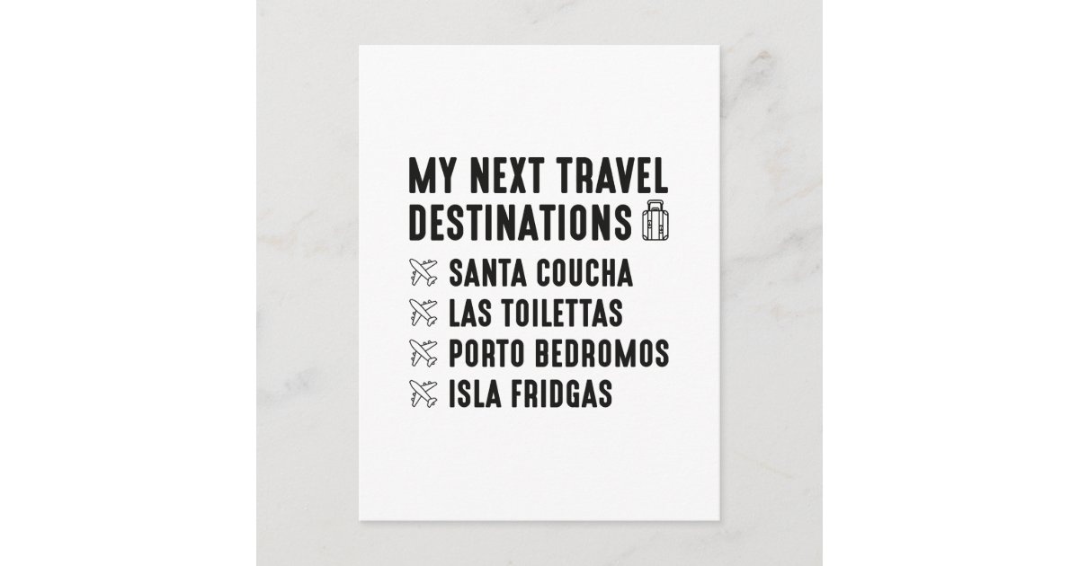 My Next Travel Destinations Postcard | Zazzle