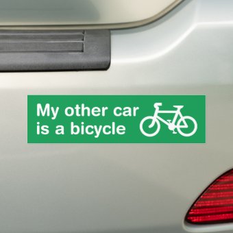 My Other Car Is a Bicycle Bumper Sticker (Green) | Zazzle