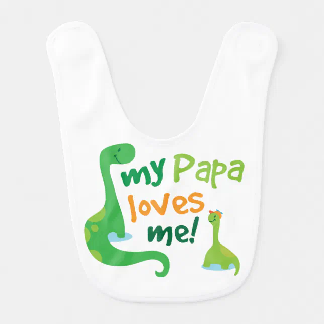 My Papa Grandpa Loves Me Dinosaur Baby Bib | Zazzle