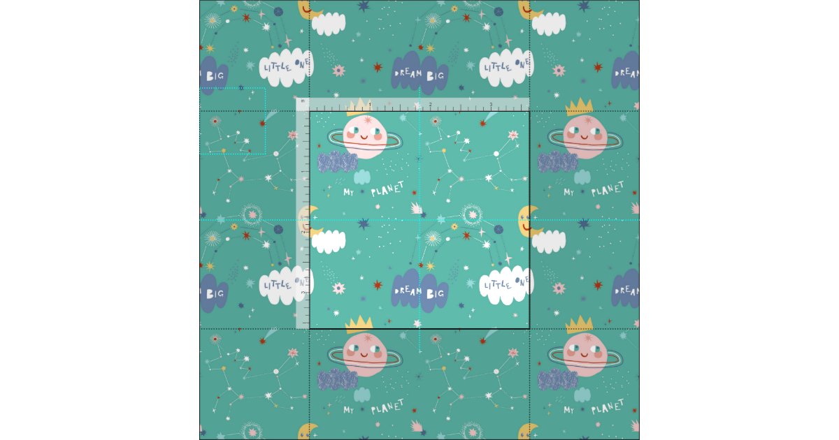 My Planet Dream Big Little One Pattern Fabric | Zazzle