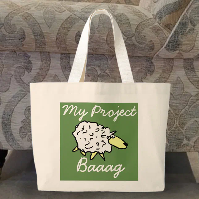 "My Project Baaag" Sheep Cartoon Project Bag | Zazzle