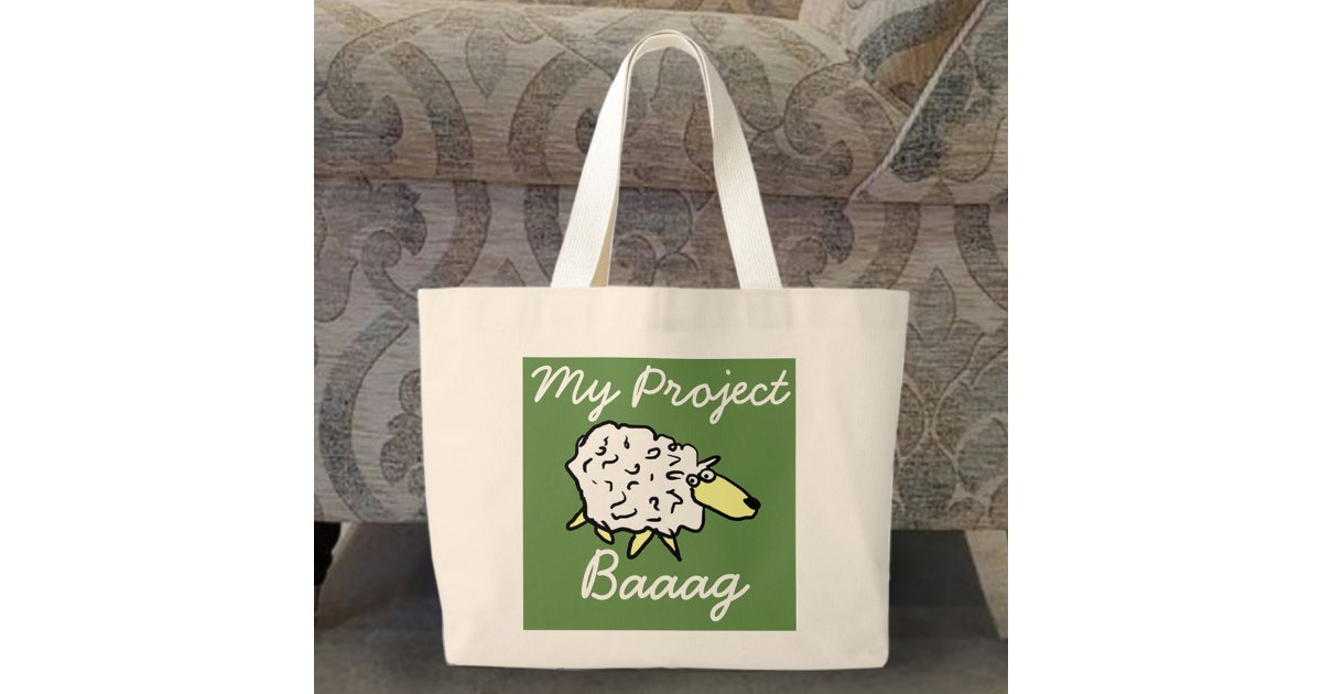 "My Project Baaag" Sheep Cartoon Project Bag | Zazzle