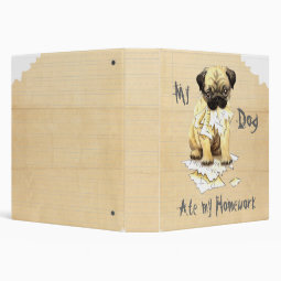 My Pug Ate My Homework 3 Ring Binder | Zazzle