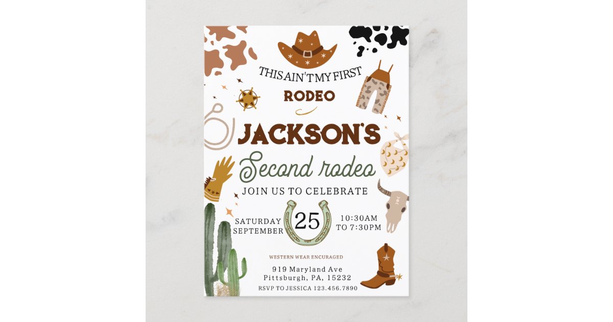 My Second Rodeo Birthday Wild West Postcard | Zazzle