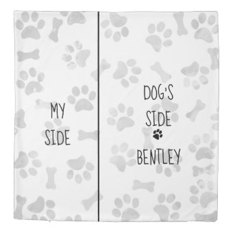 My Side Dogs Side Dog Themed Bedroom Paw Prints Duvet Cover | Zazzle
