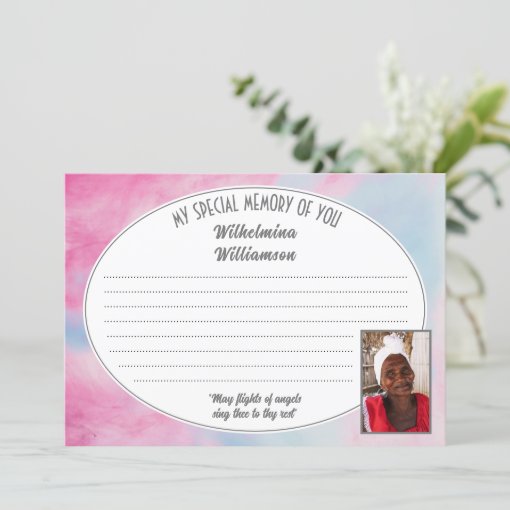 MY SPECIAL MEMORY OF YOU Photo Condolence Card | Zazzle