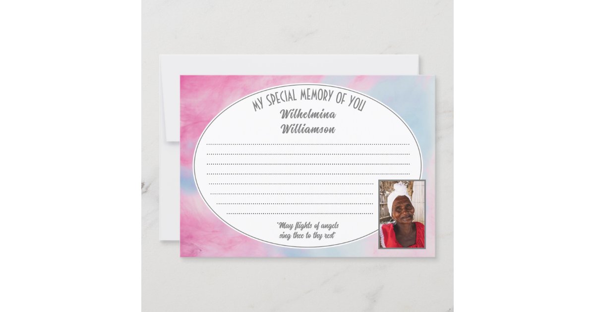MY SPECIAL MEMORY OF YOU Photo Condolence Card | Zazzle