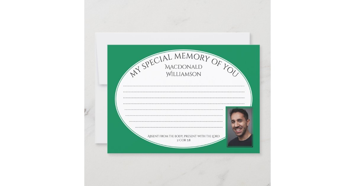 MY SPECIAL MEMORY OF YOU | Photo | Condolence Card | Zazzle