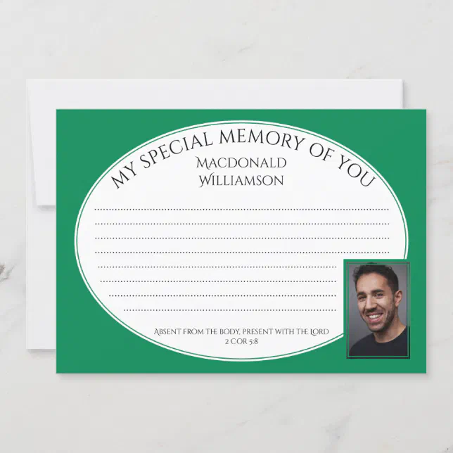 MY SPECIAL MEMORY OF YOU | Photo | Condolence Card | Zazzle