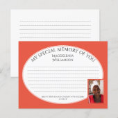 MY SPECIAL MEMORY OF YOU Photo Condolence Card | Zazzle