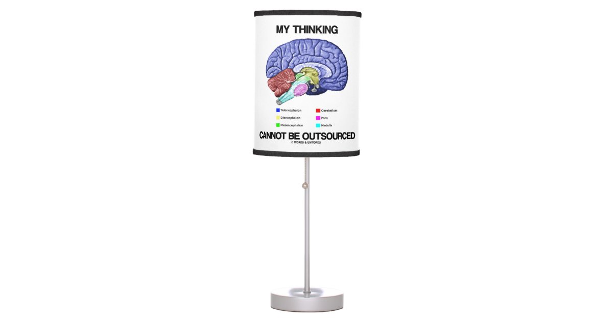 My Thinking Cannot Be Outsourced Brain Anatomy Table Lamp | Zazzle