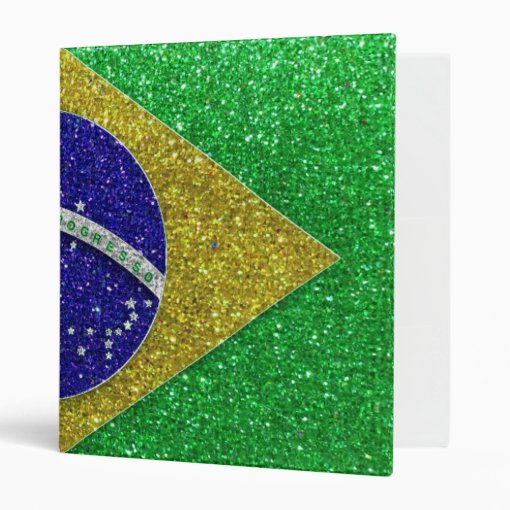 "My Trip to Brazil" Brazilian Flag Glitter Sparkle 3 Ring Binder | Zazzle