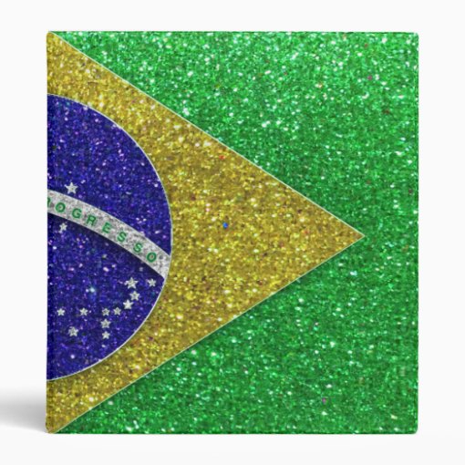 "My Trip to Brazil" Brazilian Flag Glitter Sparkle 3 Ring Binder | Zazzle