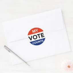 My Vote Counts Classic Round Sticker | Zazzle