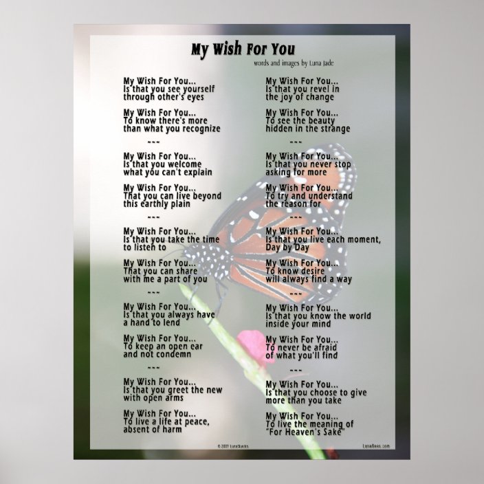 My Wish For You Poster (original version) | Zazzle.com