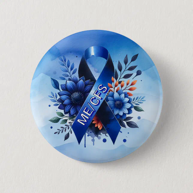 Myalgic Encephalomyelitis ME/CFS Awareness Ribbon Button | Zazzle