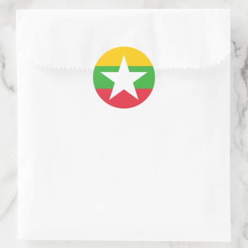 Myanmar Flag Classic Round Sticker | Zazzle