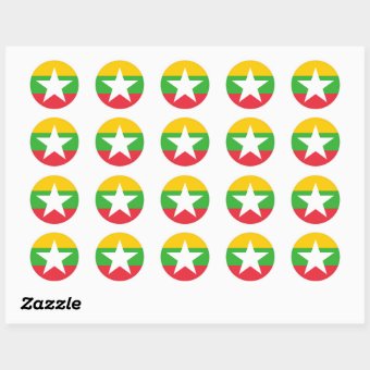 Myanmar Flag Classic Round Sticker | Zazzle
