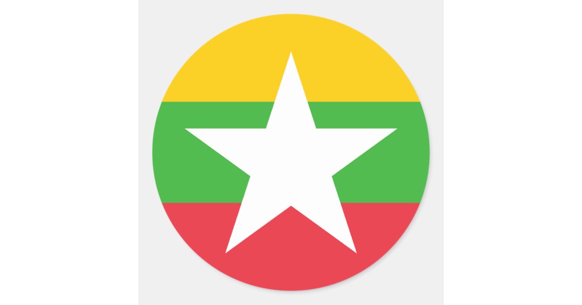 Myanmar Flag Classic Round Sticker | Zazzle