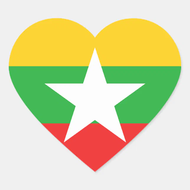 Myanmar Flag Heart Sticker | Zazzle