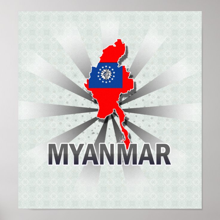 Myanmar Flag Map 2.0 Poster | Zazzle