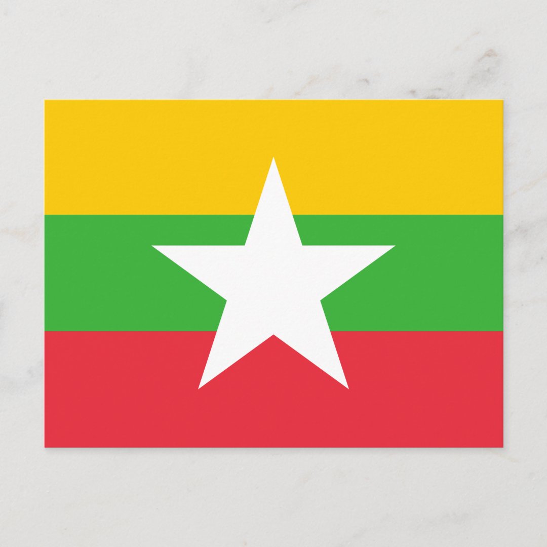 Myanmar National World Flag Postcard | Zazzle
