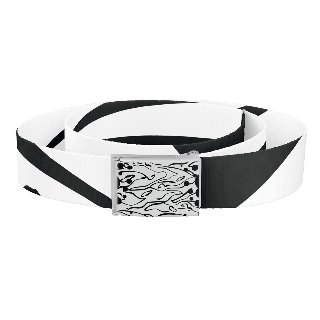Mydeas | Black & White Thin Painted Lines Belt | Zazzle