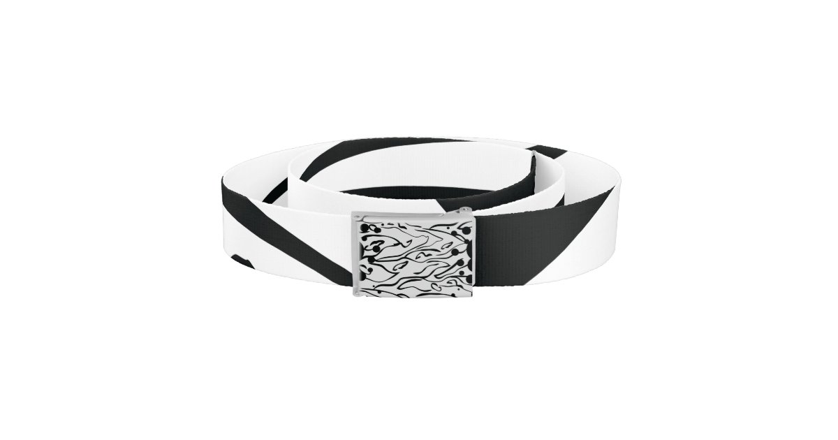 Mydeas | Black & White Thin Painted Lines Belt | Zazzle