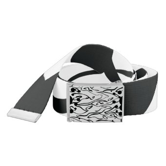 Mydeas | Black & White Thin Painted Lines Belt | Zazzle