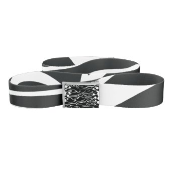Mydeas | White & Black Thin Painted Lines Belt | Zazzle