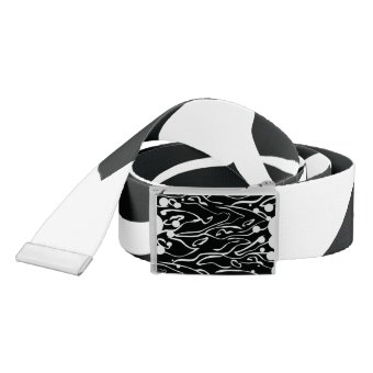 Mydeas | White & Black Thin Painted Lines Belt | Zazzle