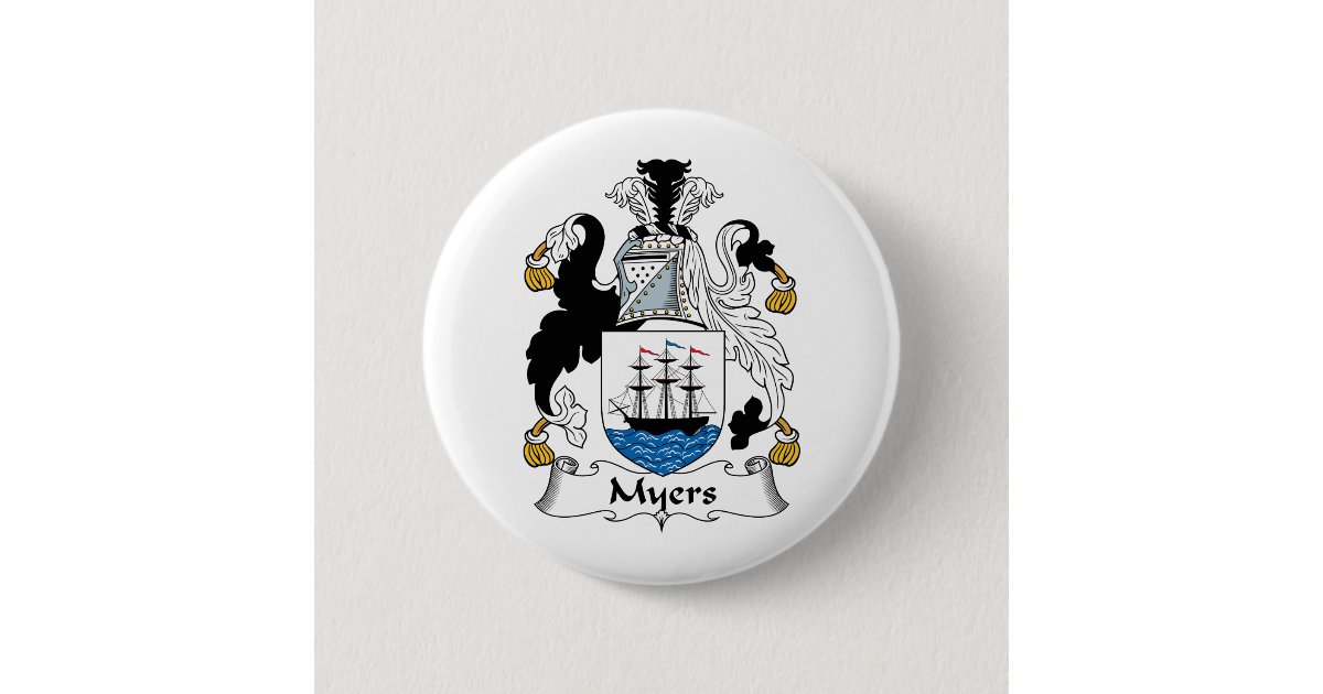 Myers Family Crest Button | Zazzle