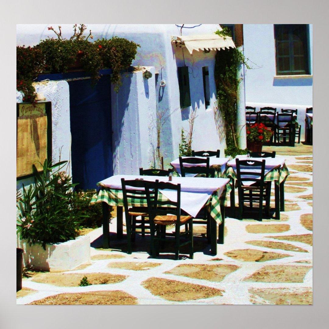 Mykonos, Greece, Greek islands, Cafe Poster | Zazzle