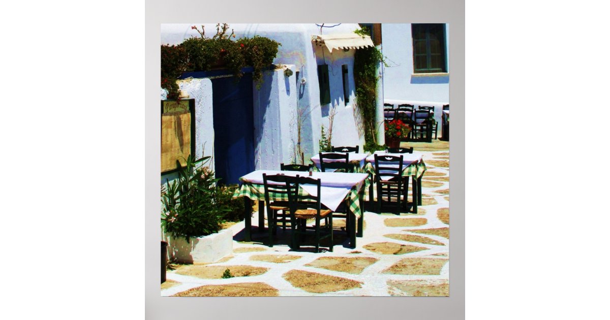 Mykonos, Greece, Greek islands, Cafe Poster | Zazzle