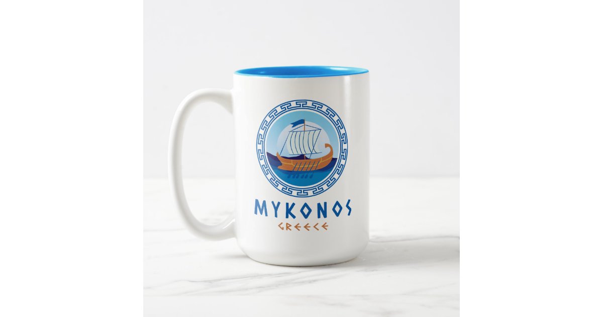 Mykonos, Greece Greek Ship Design Two-Tone Coffee Mug | Zazzle