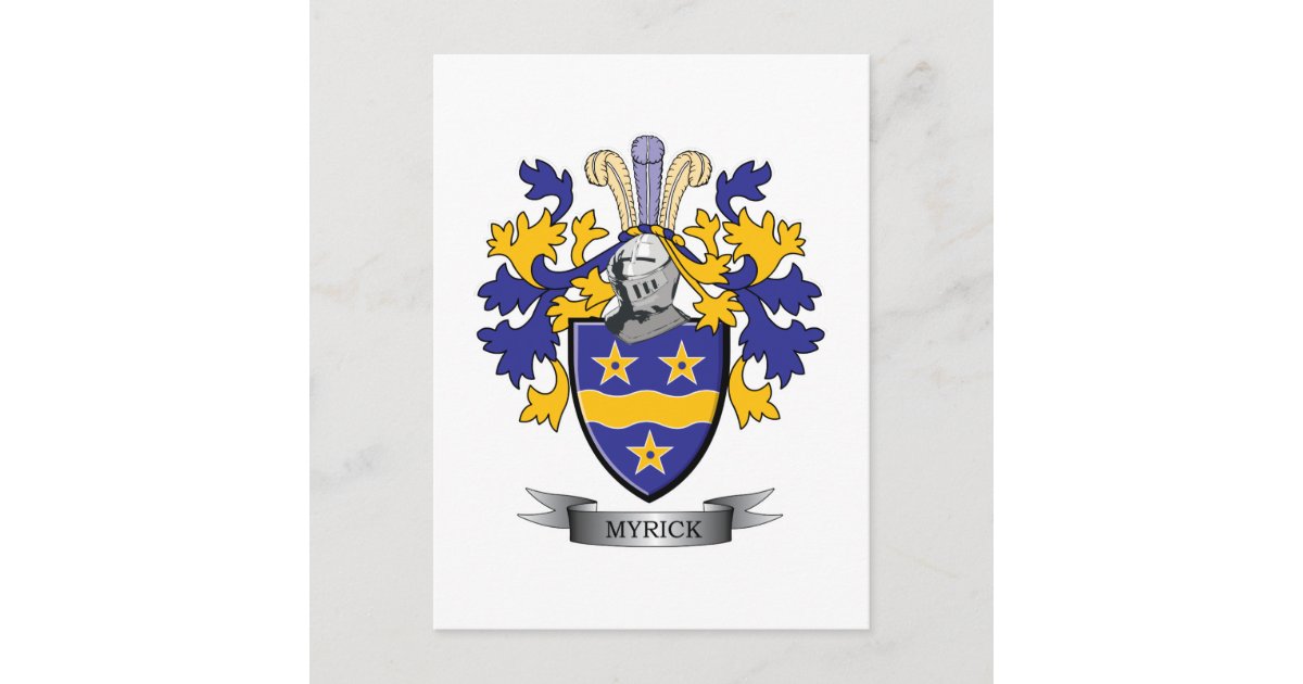 Myrick Family Crest Coat of Arms Postcard | Zazzle