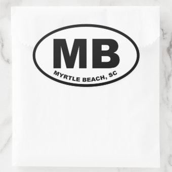 Myrtle Beach MB Oval Sticker | Zazzle