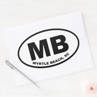 Myrtle Beach MB Oval Sticker | Zazzle