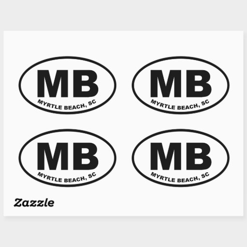 Myrtle Beach MB Oval Sticker | Zazzle