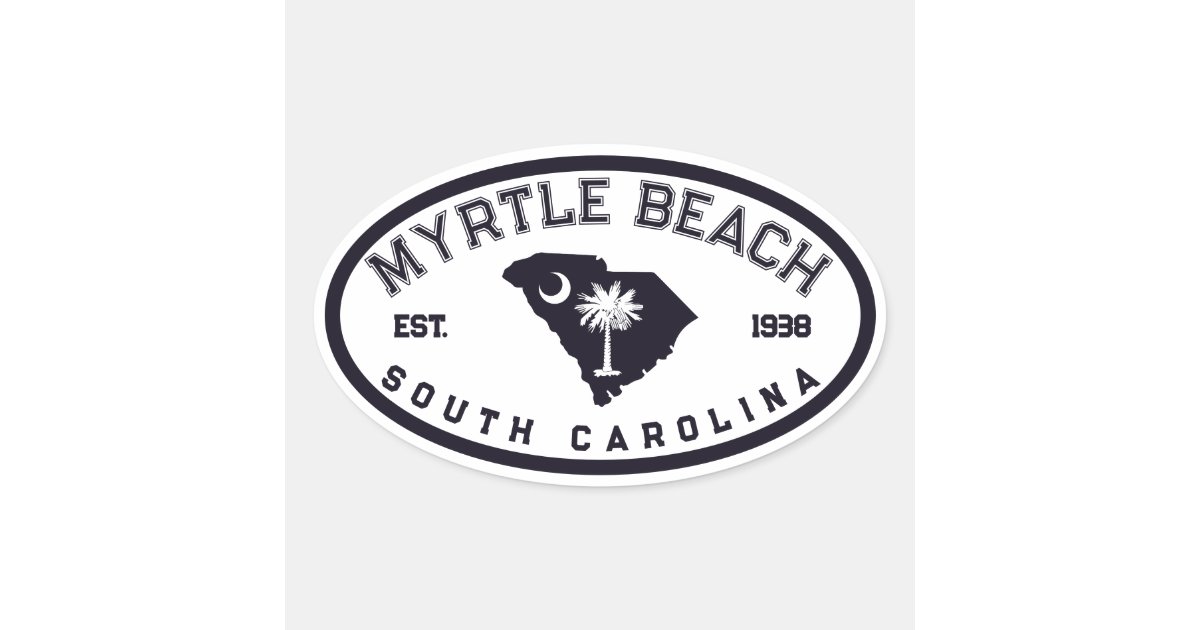 Myrtle Beach South Carolina Flag Map Souvenirs Oval Sticker | Zazzle