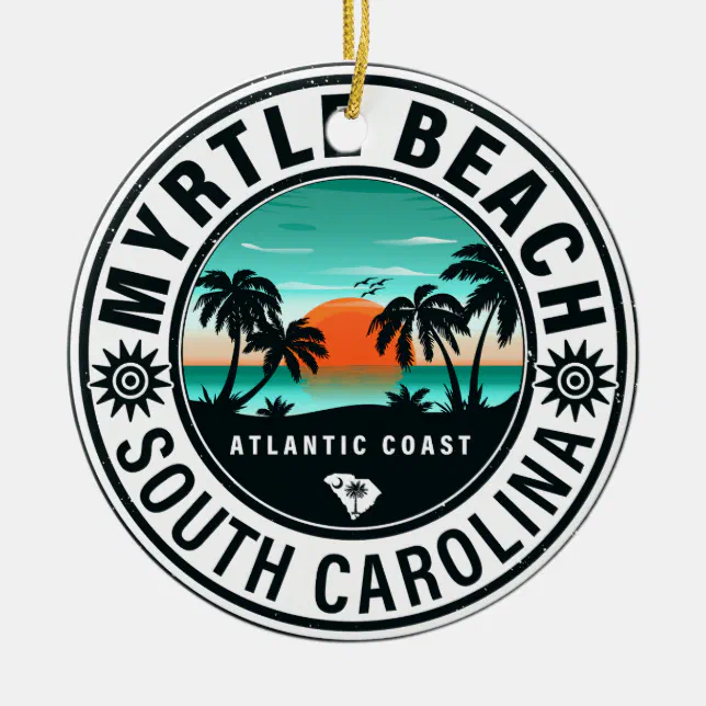 Myrtle Beach South Carolina Retro Sunset Souvenirs Ceramic Ornament ...