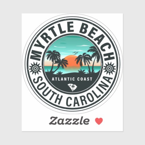 Myrtle Beach South Carolina Retro Sunset Souvenirs Sticker | Zazzle