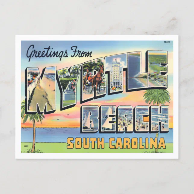 Myrtle Beach, South Carolina Vintage Big Letters Postcard | Zazzle