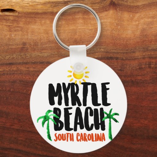 Myrtle Beach Watercolor Keychain | Zazzle
